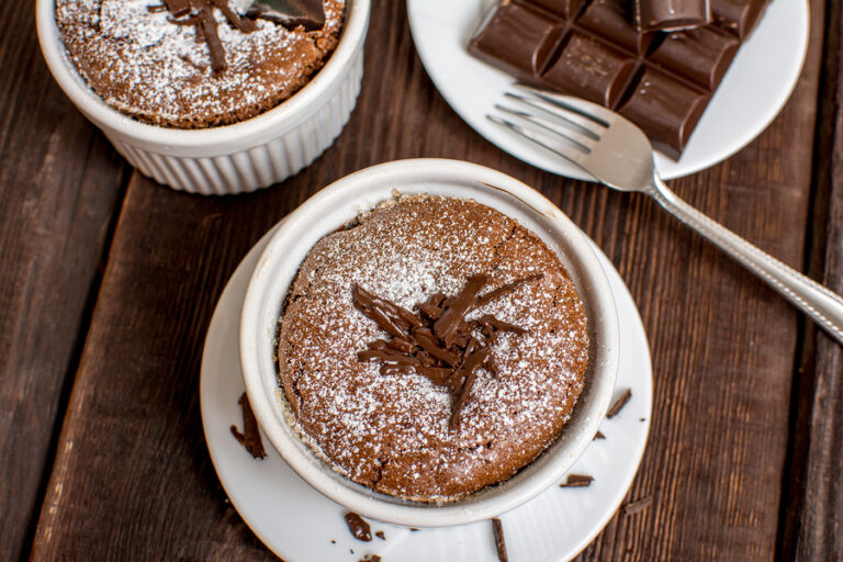 Chocolate Souffle with Powdered Sugar Recipe - Wine4Food