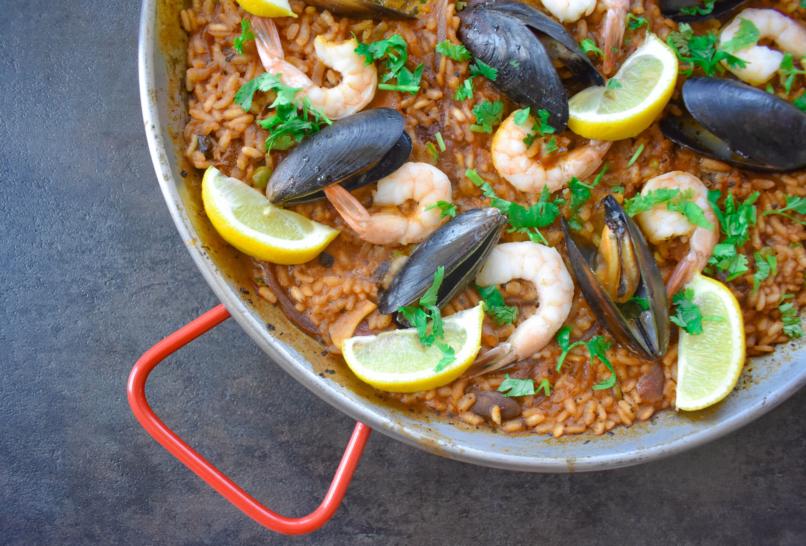 seasonal seafood and chanterelle mushroom paella
